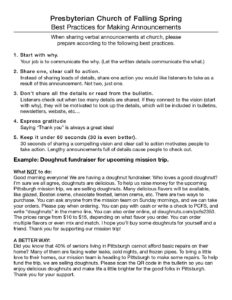 Announcement Guide – Best Practices | The Presbyterian Church of ...